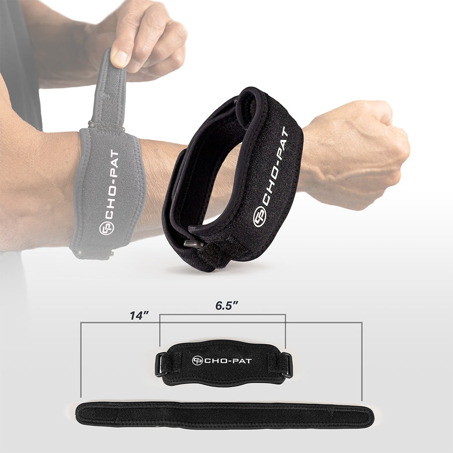 Cho-Pat Tennis Elbow Strap, Adjustable Forearm Support, Black, One Size ...