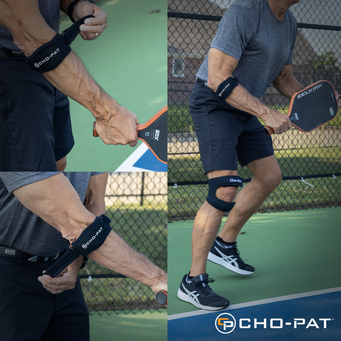 Cho-Pat Tennis Elbow Strap, Adjustable Forearm Support, Black, One Size ...